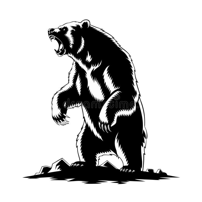 Fierce Roaring Bear Illustration Powerful Wildlife Vector Art Stock ...