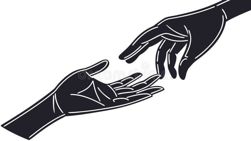 Two Hands Reaching Out, Symbolizing Help and Support, Vector Design ...