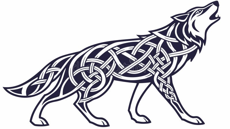 Celtic Knot Wolf Howling. Mythological Animal Art, Vector Design Generative AI Stock Vector ...