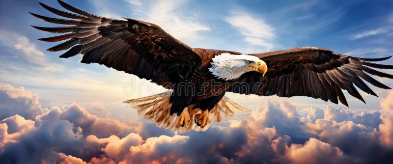 Majestic Bald Eagle Soaring in a Dramatic Sky Stock Photo - Image of wings, aerial: 331496238