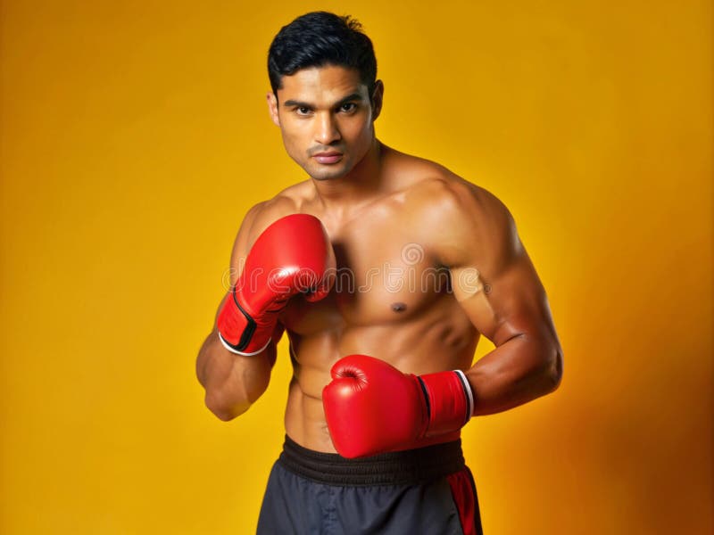 A Boxing Men on Solid Color Background Stock Illustration ...