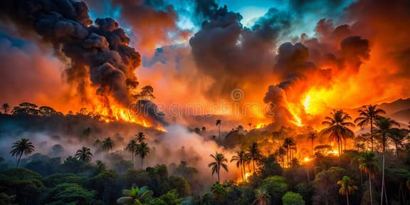 Devastating Tropical Rainforest Bushfire a Visual Representation of ...