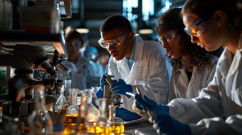 Diverse Team of Scientists Engaged in Collaborative Research Stock ...