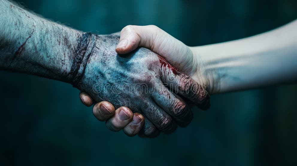 Grimy Handshake Symbolizing Conflict Resolution and Reconciliation ...