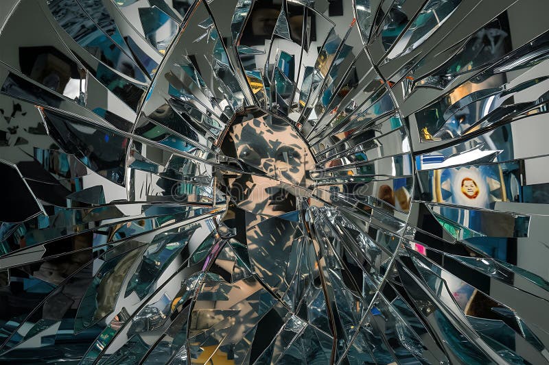 Close-Up of a Broken Mirror Stock Illustration - Illustration of wheel ...