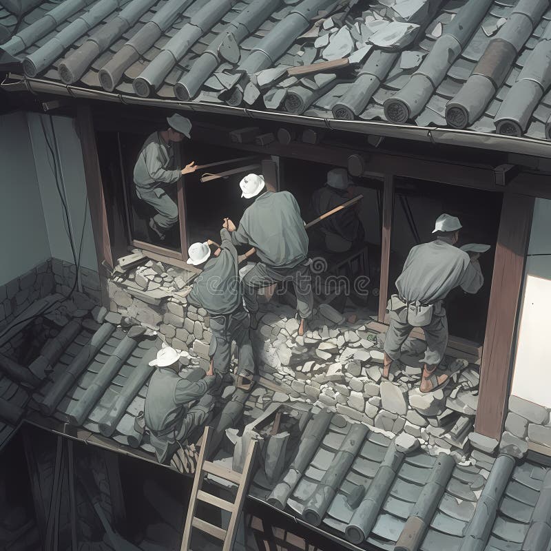 Reconstruction Workers - Japan S Resilience Stock Illustration ...