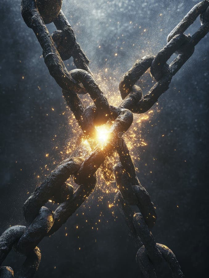 A Powerful Image of a Chain Breaking Apart Mid-air, Symbolizing Freedom ...
