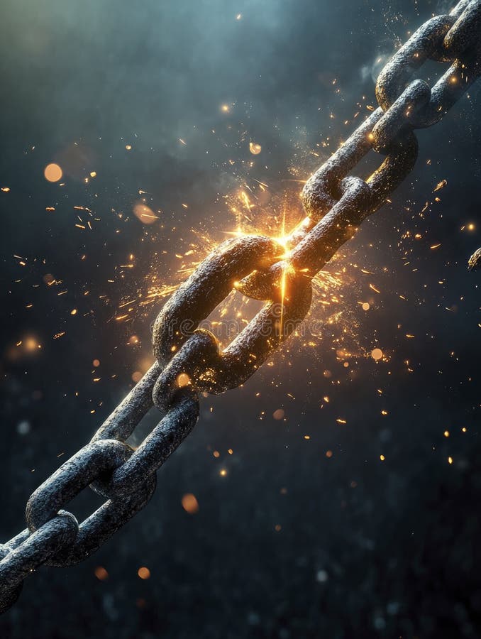 A Powerful Image of a Chain Breaking Apart Mid-air, Symbolizing Freedom ...