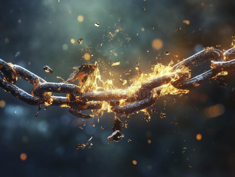 A Powerful Image of a Chain Breaking Apart Mid-air, Symbolizing Freedom ...