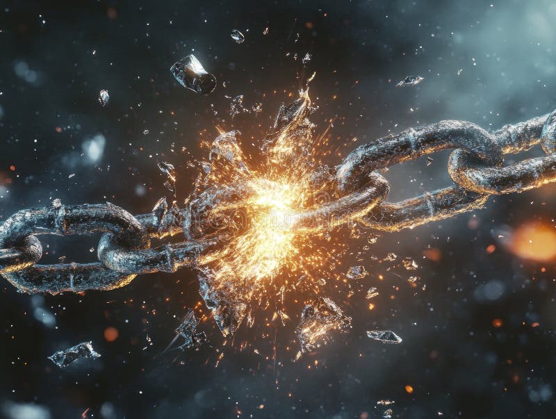 A Powerful Image of a Chain Breaking Apart Mid-air, Symbolizing Freedom ...
