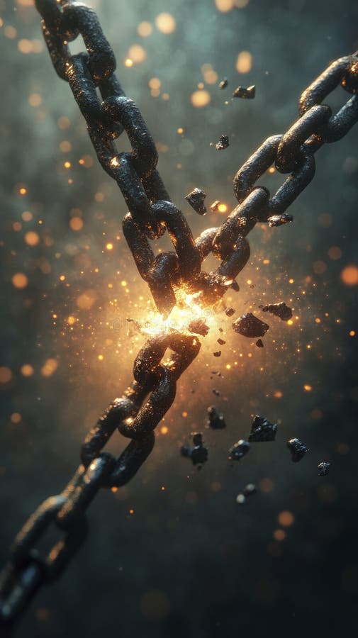A Powerful Image of a Chain Breaking Apart Mid-air, Symbolizing Freedom ...
