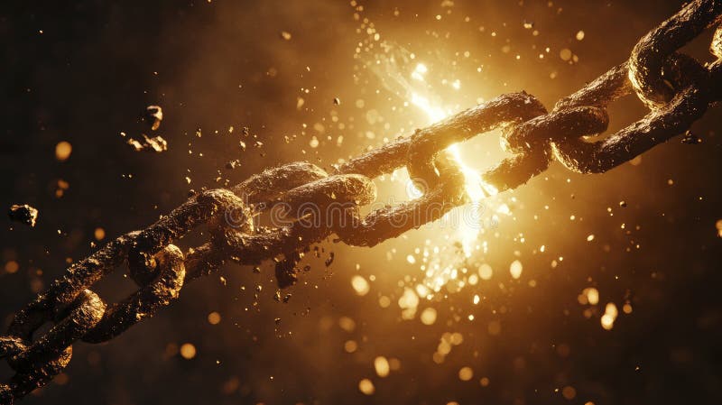 A Powerful Image of a Chain Breaking Apart Mid-air, Symbolizing Freedom ...