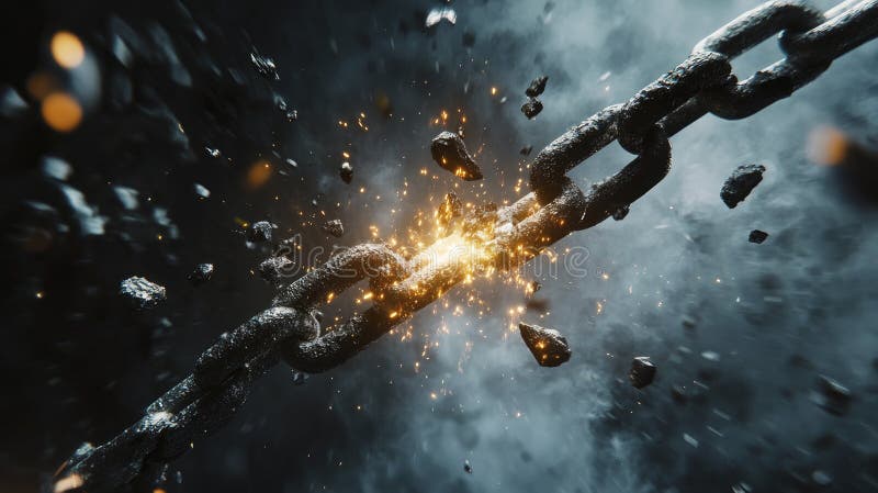 A Powerful Image of a Chain Breaking Apart Mid-air, Symbolizing Freedom ...