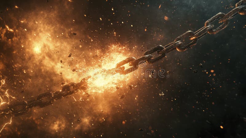 A Powerful Image of a Chain Breaking Apart Mid-air, Symbolizing Freedom ...