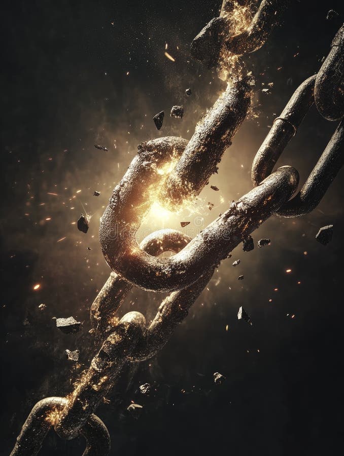 A Powerful Image of a Chain Breaking Apart Mid-air, Symbolizing Freedom ...