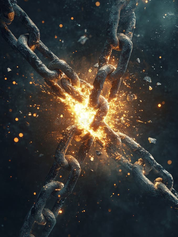 A Powerful Image of a Chain Breaking Apart Mid-air, Symbolizing Freedom ...