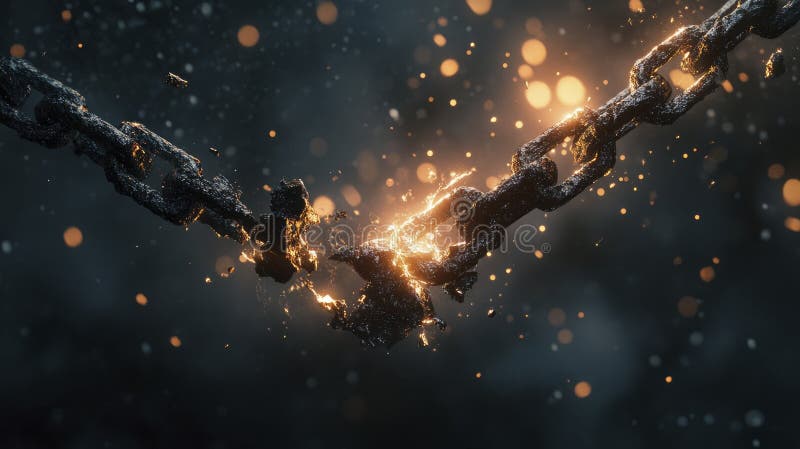 A Powerful Image of a Chain Breaking Apart Mid-air, Symbolizing Freedom ...
