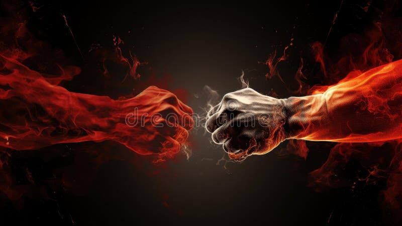 Powerful Image of Clenched Fists Merging with Glowing Particles ...