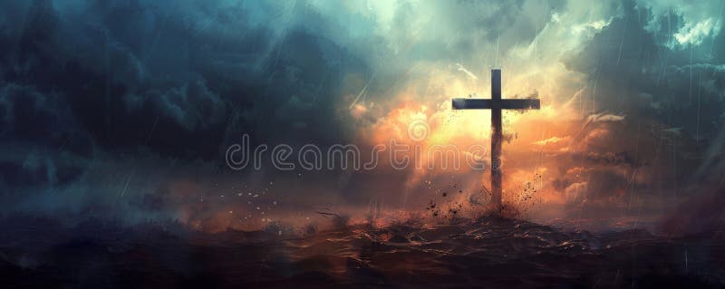 A Powerful Image of the Crucifixion, with an Abstract Cross Against a ...