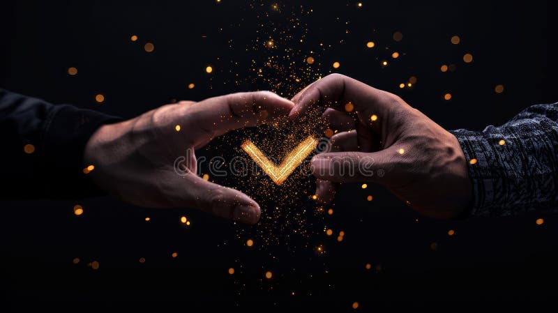 Digital Document Verification: Hands Interacting with Checkmark Icon on ...