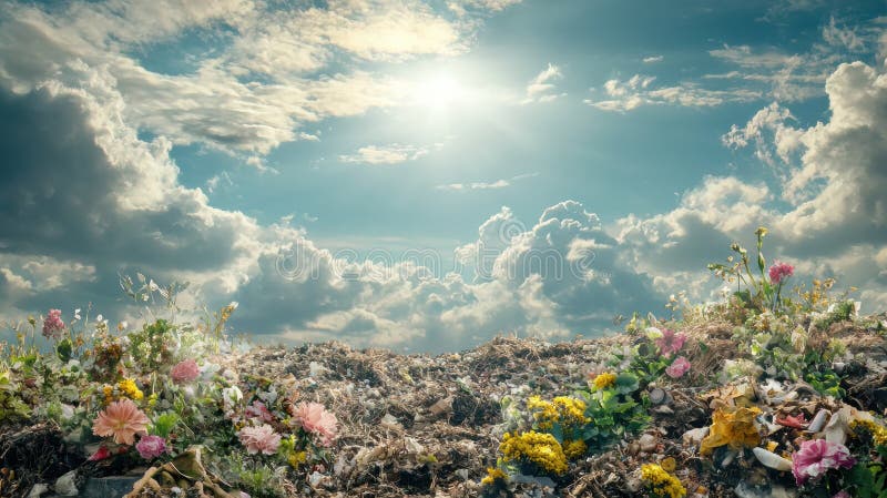 A Vast Mountain of Litter Under the Glowing Sun Highlighting ...
