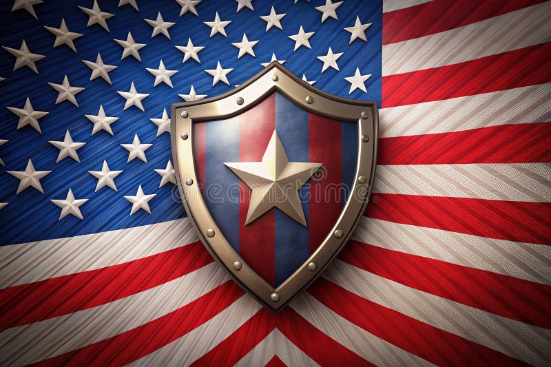 A Symbol of Unwavering Courage a Majestic Shield on a StarSpangled ...
