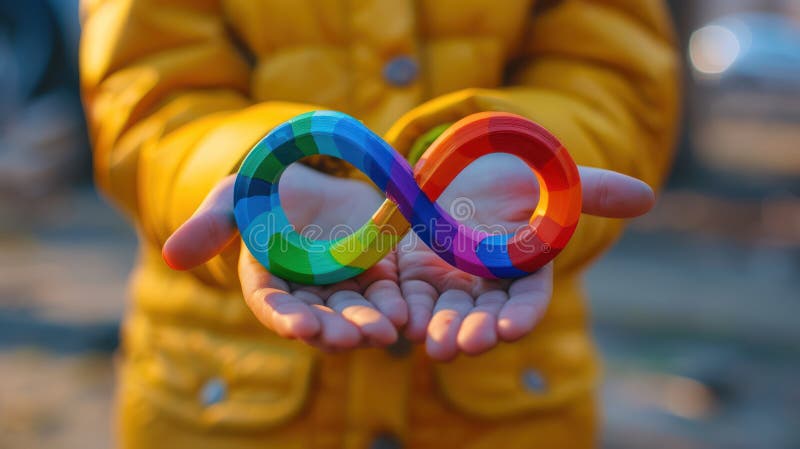 Infinite Autism Awareness: Rainbow Symbol in Kid S Hand for Autism ...