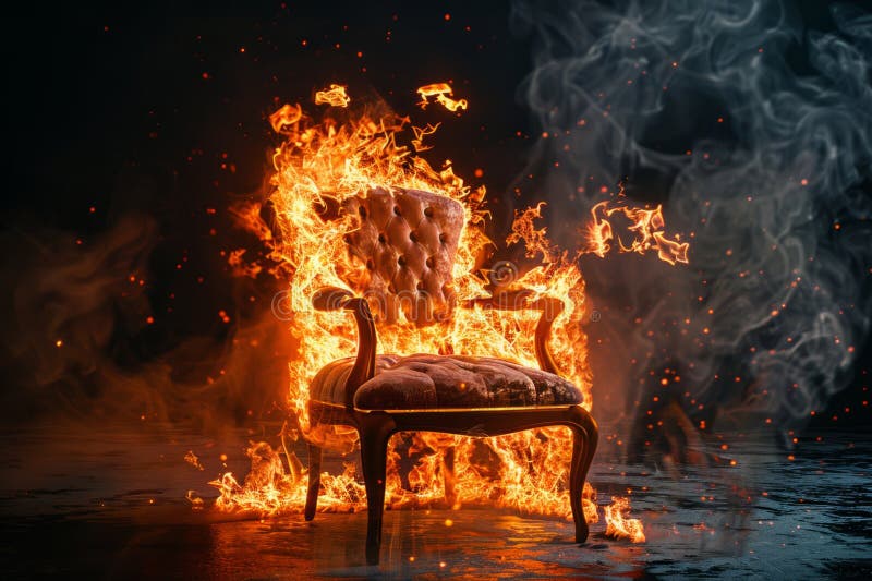 A Vintage Armchair Engulfed in Flames Creates a Striking Visual. the ...