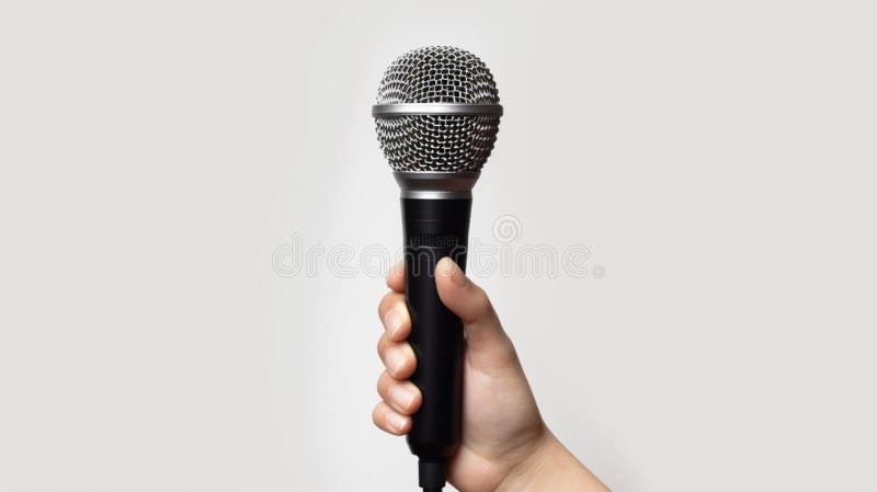 Hand holding microphone stock illustration. Illustration of holding ...