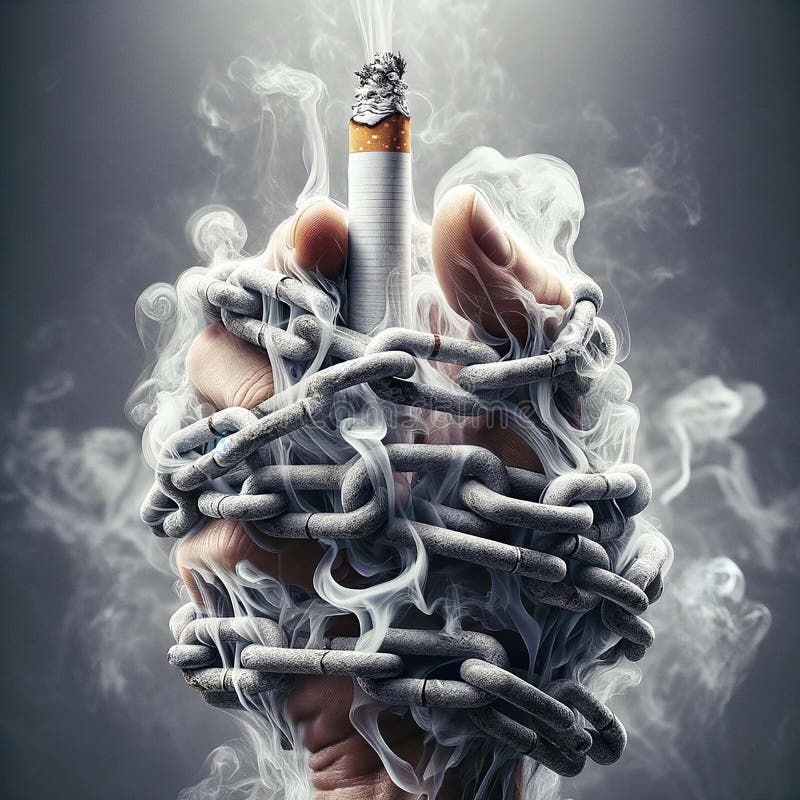 Chained Hands Holding Cigarette: Addiction Imprisonment , AI Generate ...