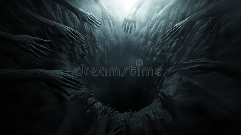 Eerie Depiction of Hands Encircling a Deep, Dark Void Stock Image ...