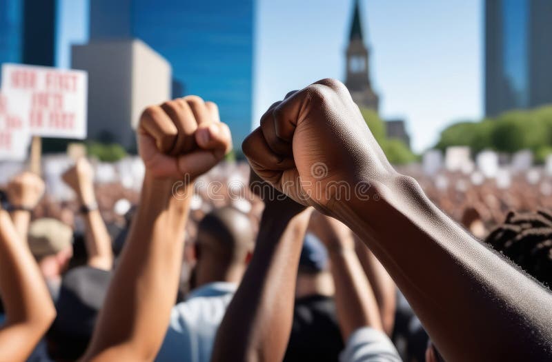 Powerful Image of Raised Fists at Protest Symbolizing Strength, Unity ...