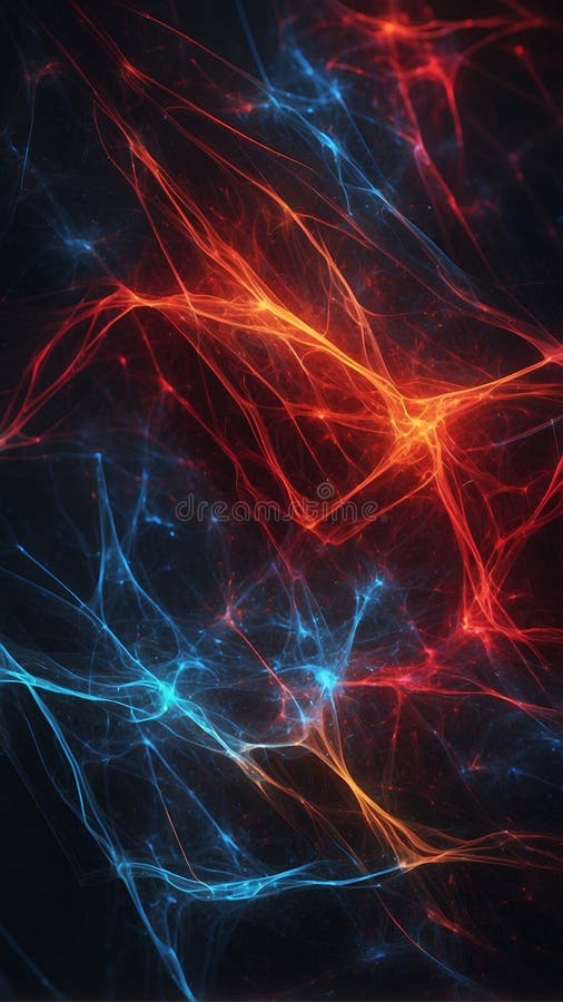 A Powerful Image of Red and Blue Lightning Branching Out Across a Black ...