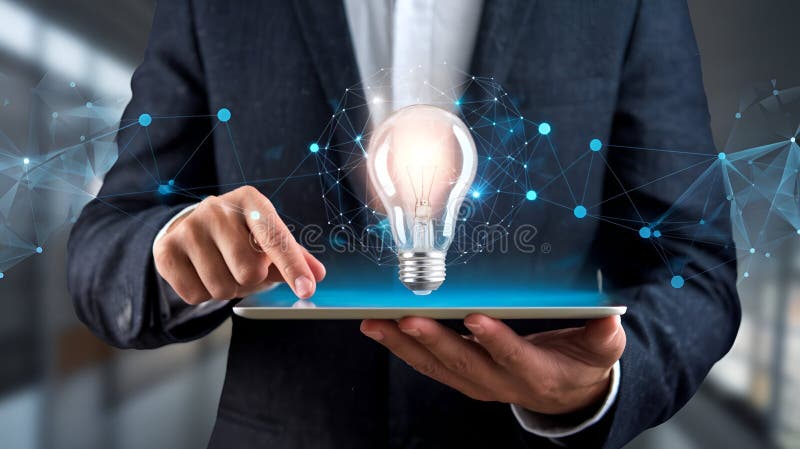 Innovation and Idea Generation Concept with Glowing Light Bulb and ...