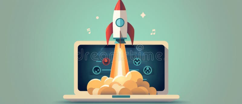 A Powerful Image of a Rocket Launching from a Laptop Screen ...