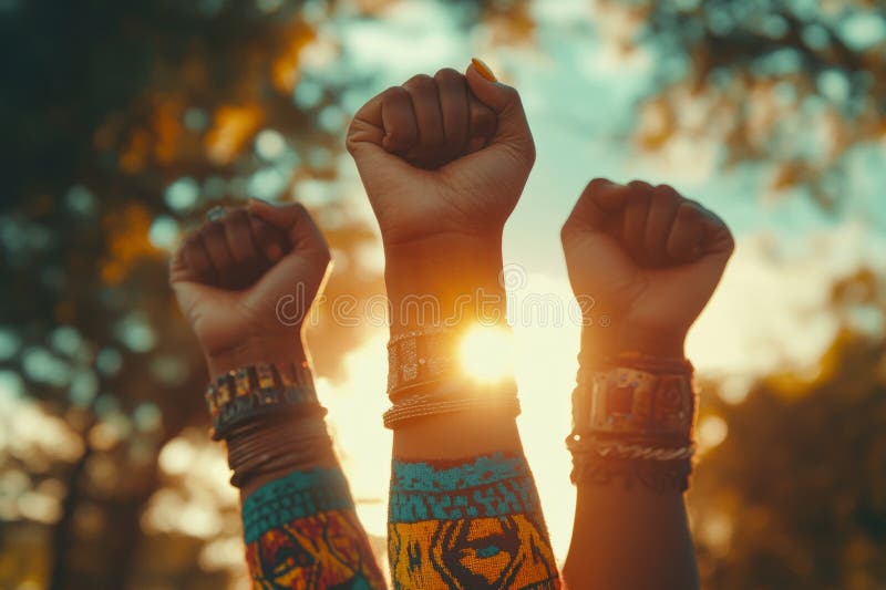 Hands Raised in Unity Symbolize Strength and Resilience. Beautifully ...