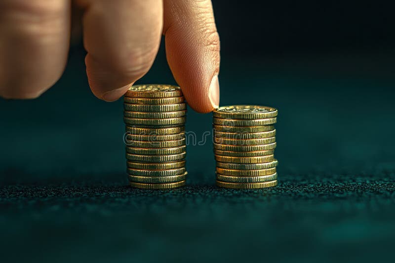 Saving for a Better Future: Close-Up of Male Hand Adding Coins To a ...