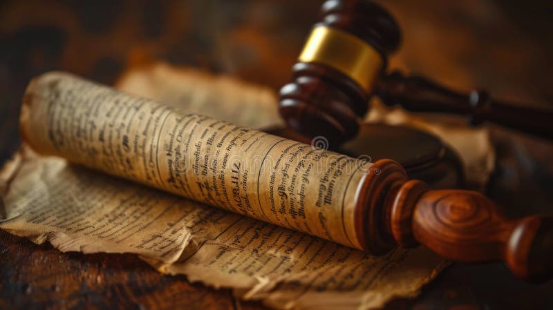 Legal Document: Last Will and Testament with Gavel and Old Scroll in ...