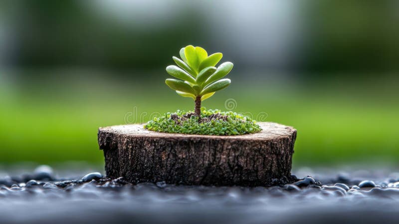 Resilient Growth: a Tiny Tree Emerging from an Old Stump Stock ...