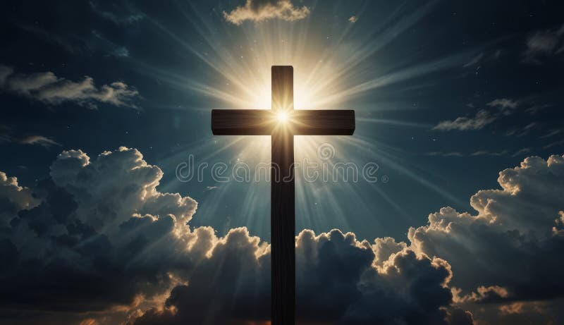 Divine Light Shining through Cross Stock Illustration - Illustration of ...