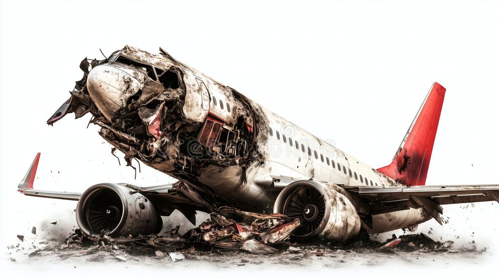 Crushed Airplane Wreckage after a Devastating Crash Stock Illustration ...