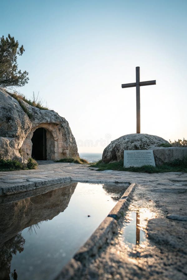 Empty Tomb and Cross stock illustration. Illustration of symbolic ...