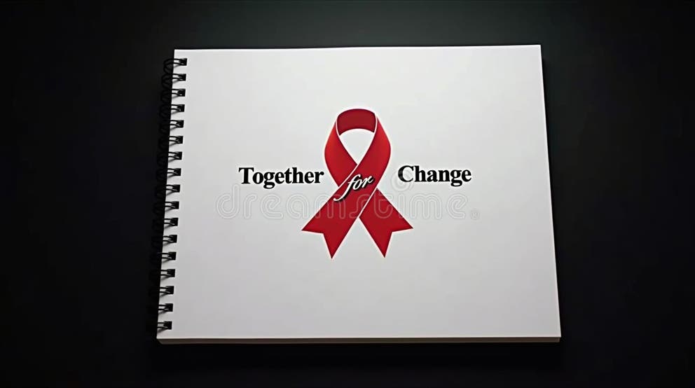 Aids Awareness Red Ribbon Campaign for Change and Support on Notebook ...