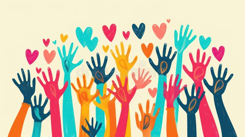 Hands of Compassion: Abstract Charity Concept with Diverse Hearts and ...