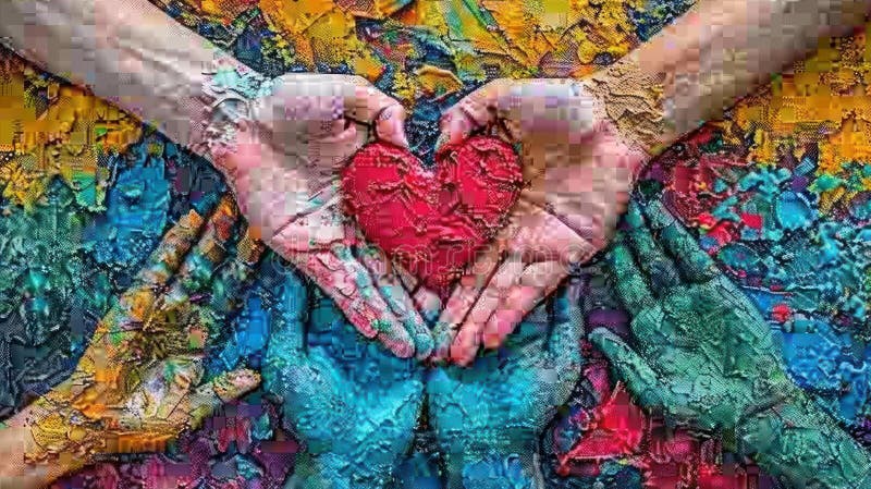 Hands of Compassion: Abstract Charity Concept with Diverse Hearts and ...