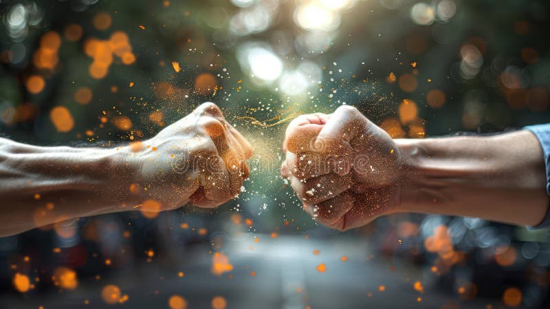Fighting for Resolution: Two Fists in a Symbolic Conflict Concept Stock ...