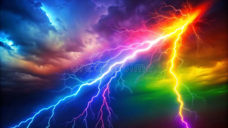 A Powerful Image of Two Lightning Bolts Striking through a Dramatic ...