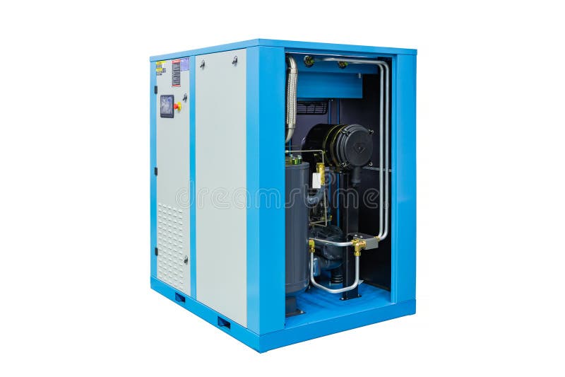 Powerful Industrial Air Compressor Showing Internal Components Stock ...