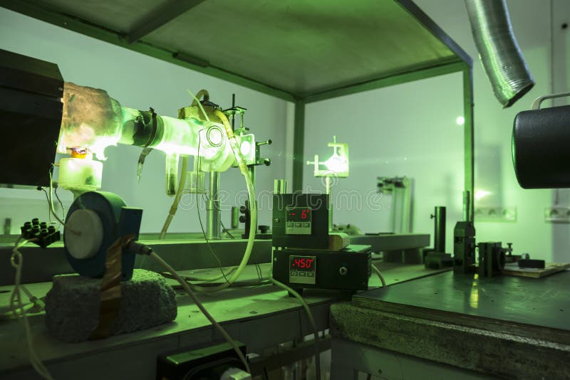 Powerful Industrial Green LASER for Research Stock Photo - Image of ...