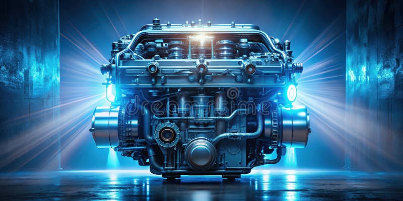 Powerful Internal Combustion Engine in a Dramatic Setting. Generative ...